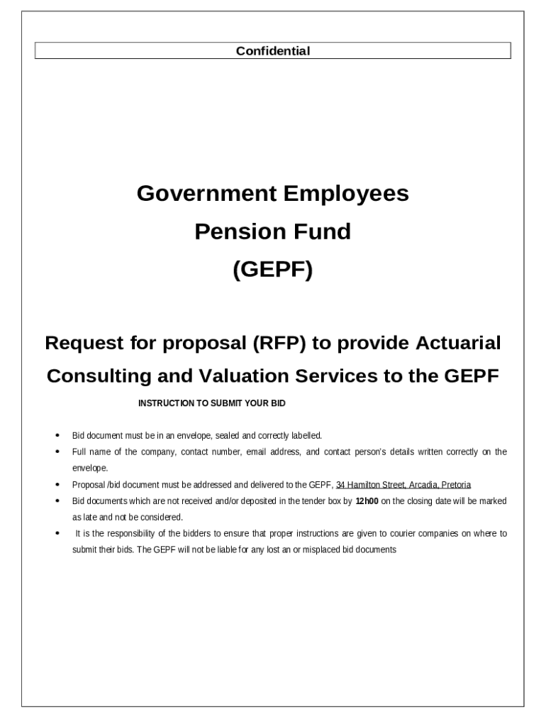 REQUEST FOR PROPOSALS (RFP) for ACTUARIAL AUDIT ... Doc Template | pdfFiller