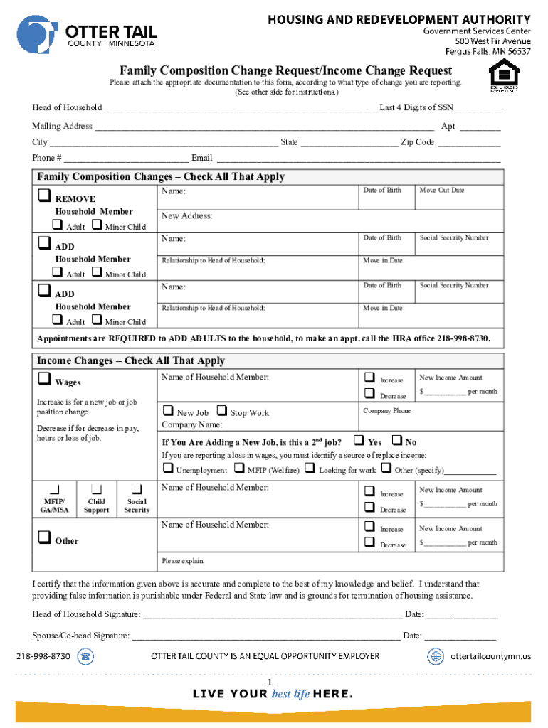 Fillable Online FAMILY COMPOSITION CHANGE REQUEST FORM Fax Email Print ...