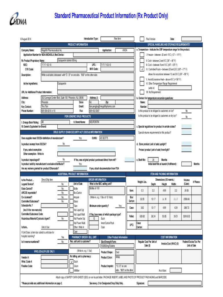 Fillable Online Get the free Standard Pharmaceutical Product ...