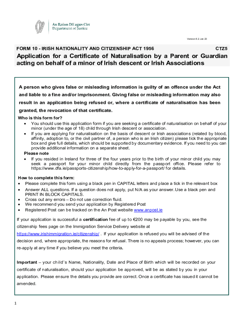 Fillable Online Citizenship - Department of Foreign Affairs - DFA.ie ...