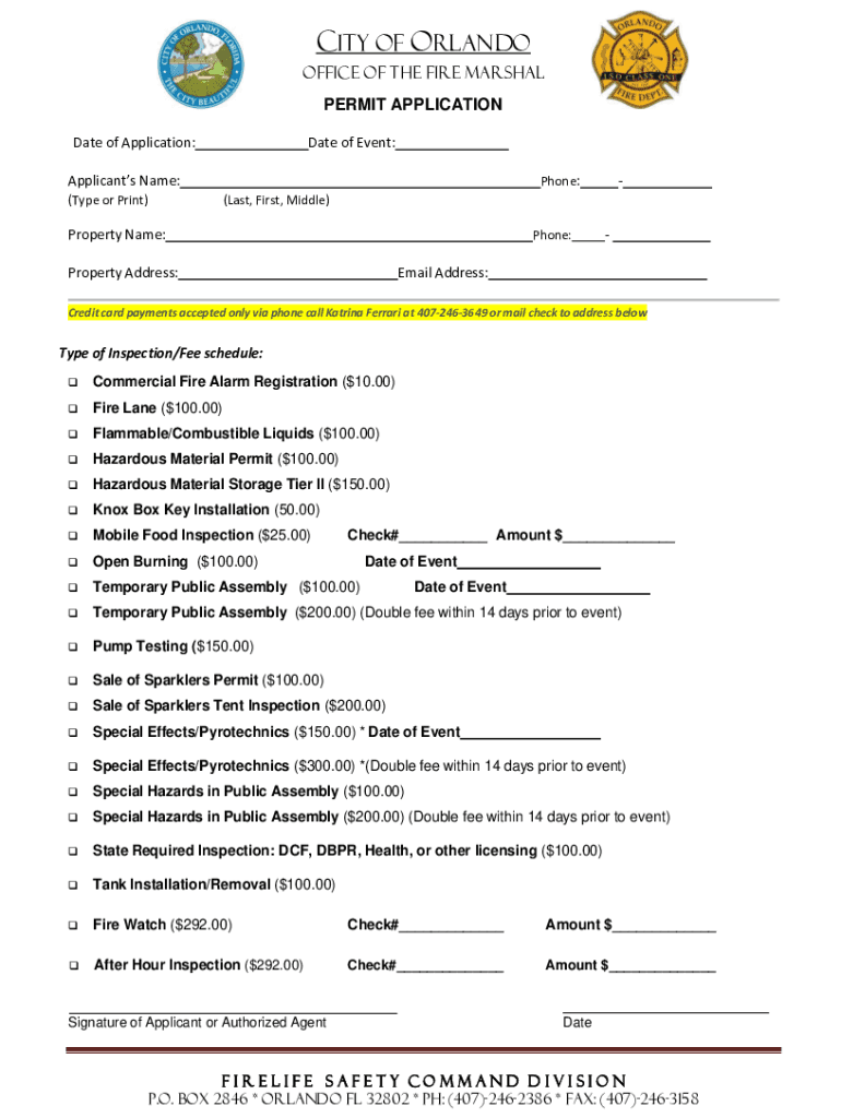 Fillable Online PERMIT APPLICATION - City of Orlando Fax Email Print - pdfFiller