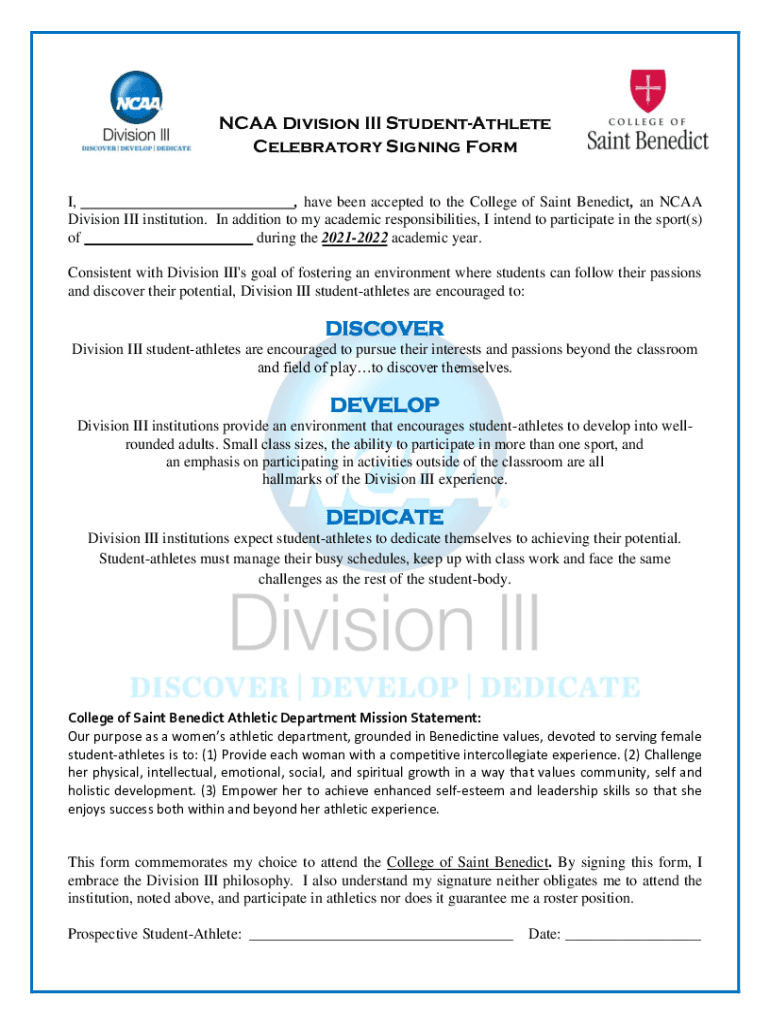 Fillable Online division iii celebratory signing form vs nli ...