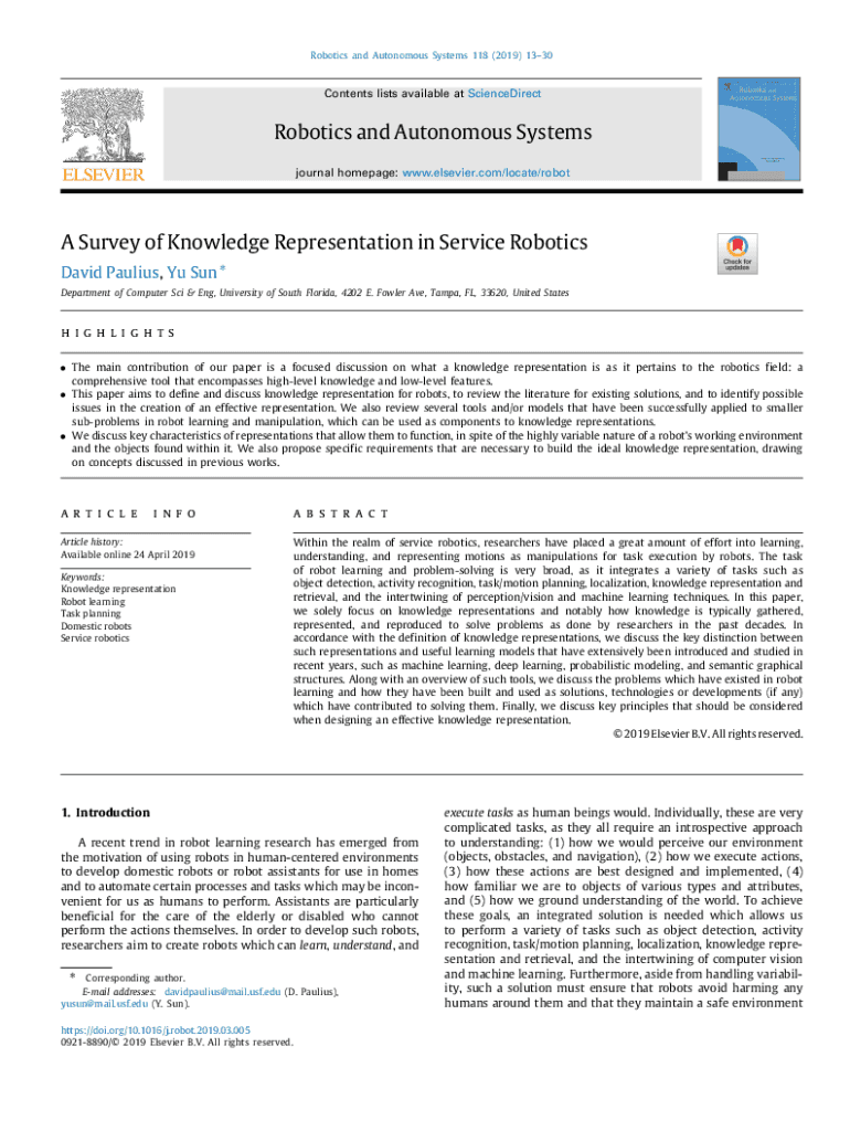 Fillable Online A Survey of Knowledge Representation in Service ...