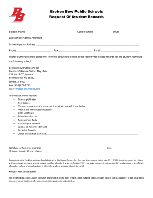 Fillable Online services bbps Broken Bow Public Schools Request Of ...