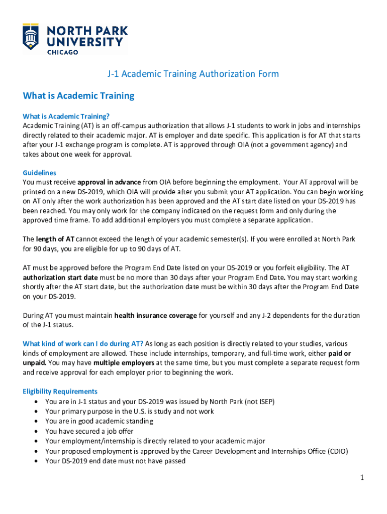 Fillable Online Academic Training - International Student Services Fax ...