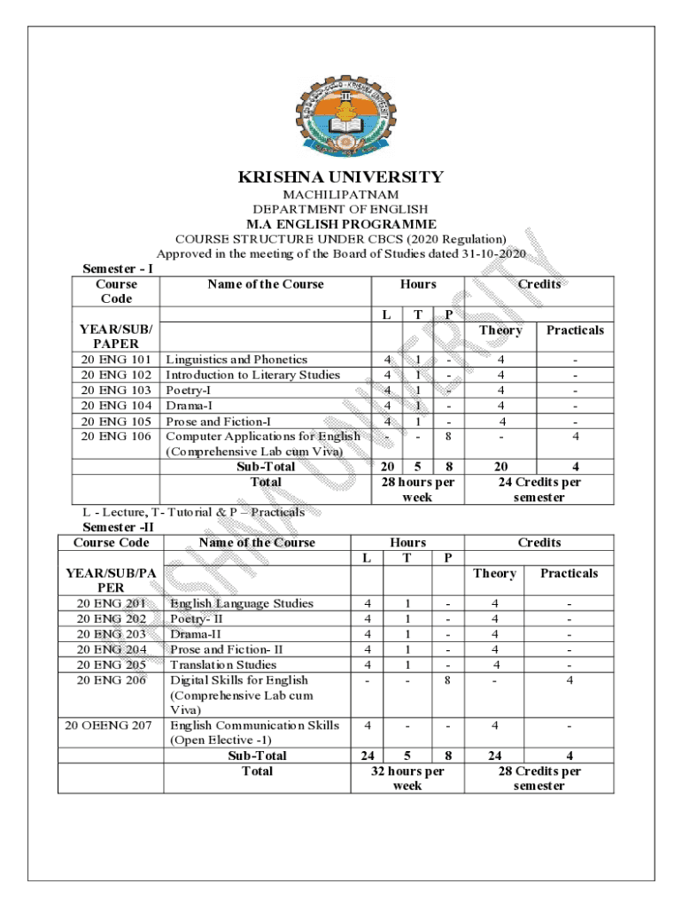 Fillable Online Krishna-University-Academic-Regulations-R20-M.Sc-M.A-and ... Fax Email Print ...