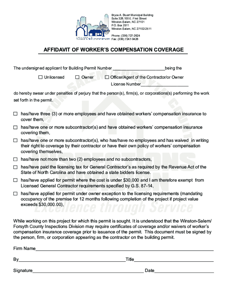 Fillable Online WORKER'S COMPENSATION AFFIDAVIT FORM Fax Email Print ... Fillable Online WORKER'S COMPENSATION AFFIDAVIT FORM Fax Email Print ...