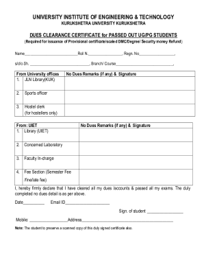 Fillable Online no dues certificate & provisional application Fax Email ...