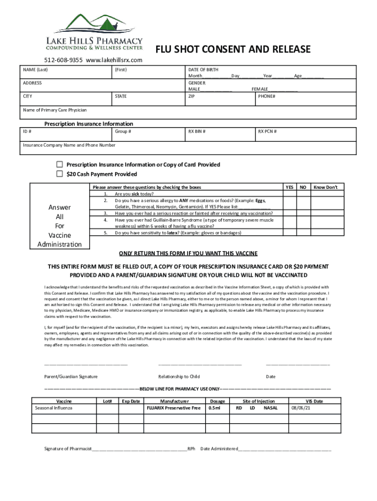 Fillable Online LTISD FLU SHOT FORM Fax Email Print - pdfFiller