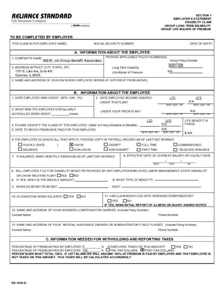 Fillable Online Waiver of Premium Claim Form - Allstate Insurance ...