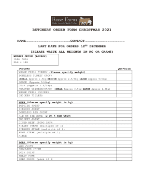 Fillable Online CHRISTMAS ORDER FORM - Wykham Park Farm Shop Fax Email ...