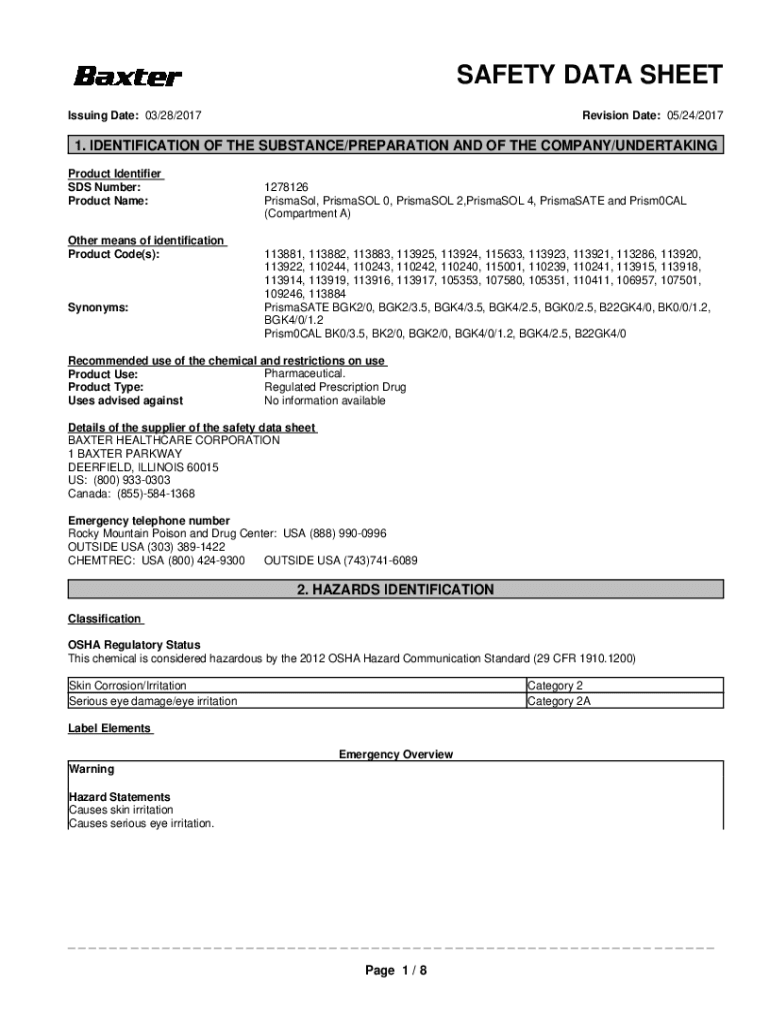 Fillable Online SAFETY DATA SHEET - Medline Fax Email Print - pdfFiller