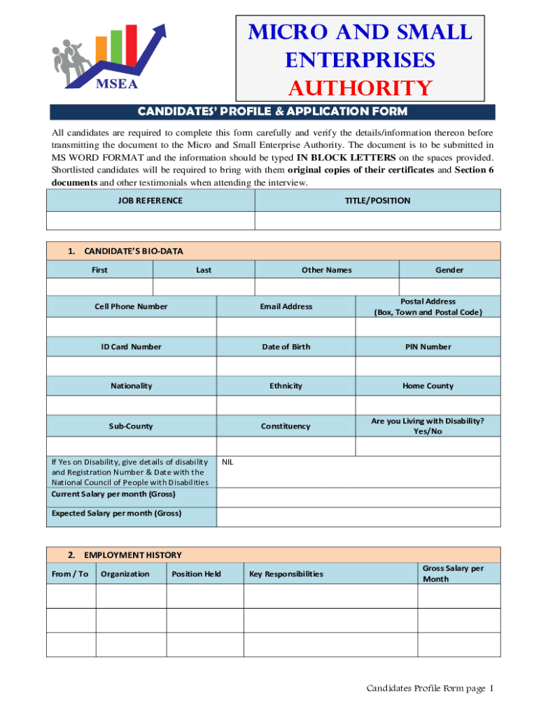 Fillable Online Candidate-profile-form.doc Fax Email Print - pdfFiller