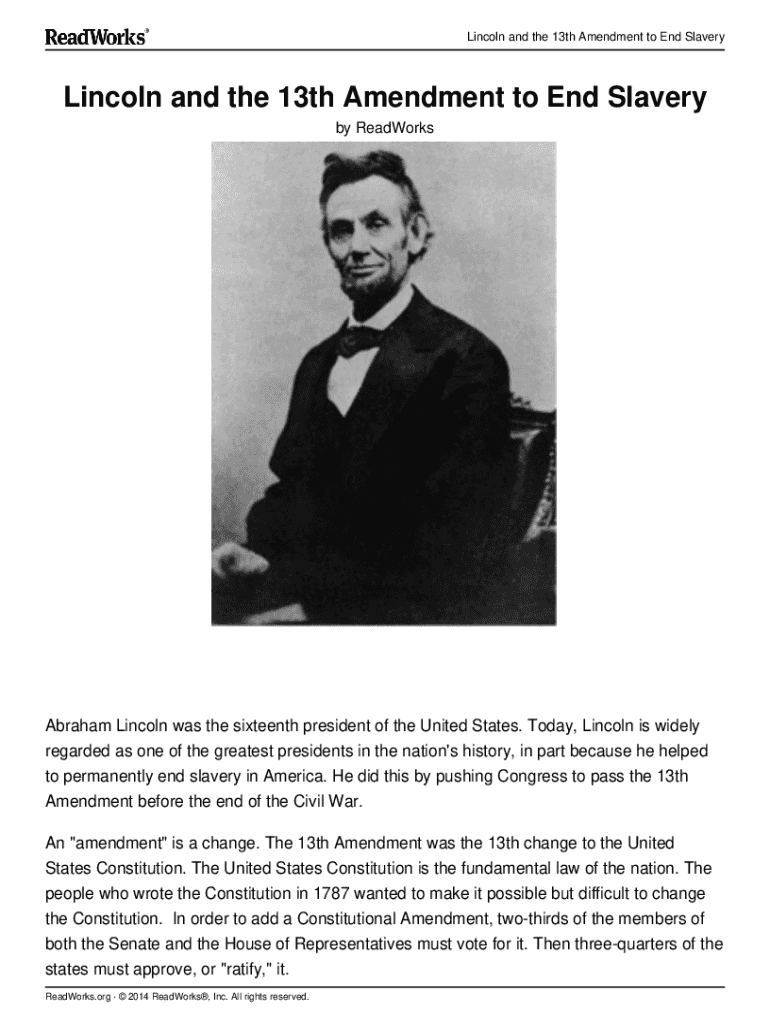 Fillable Online Lincoln and the 13th Amendment to End Slavery Fax Email ...