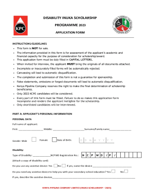 Fillable Online KPC INUKA SCHOLARSHIP APPLICATION FOR FORM ONE ... Fax ...