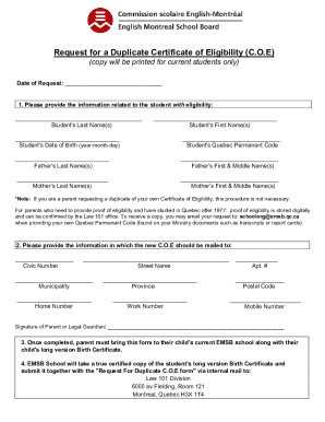 Fillable Online Application for issuance of a Certificate of Eligibility Fax Email Print - pdfFiller