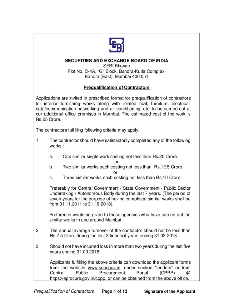 Fillable Online sebi bhavan, plot no. c-4-a, 'g' block, bandra kurla ...