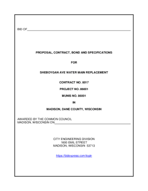 Fillable Online BID OF PROPOSAL, CONTRACT ... - City of Madison ...