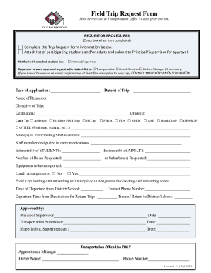 Fillable Online Field Trip Transportation Request Form Fax Email Print - pdfFiller