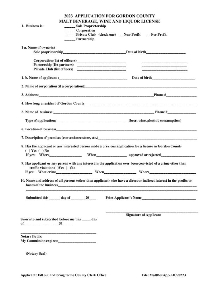 Fillable Online Malt Beverage and Wine License Application for Allen's Mart ... Fax Email Print ...