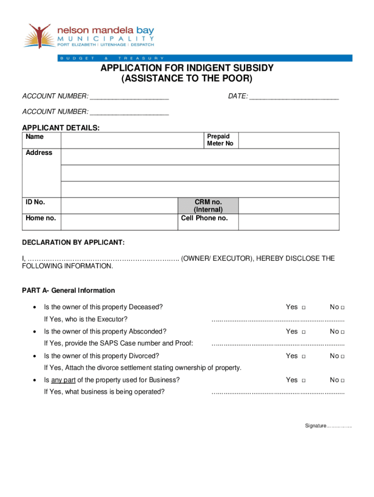Fillable Online Indigent Support - Sol Plaatje Municipality Fax Email ...