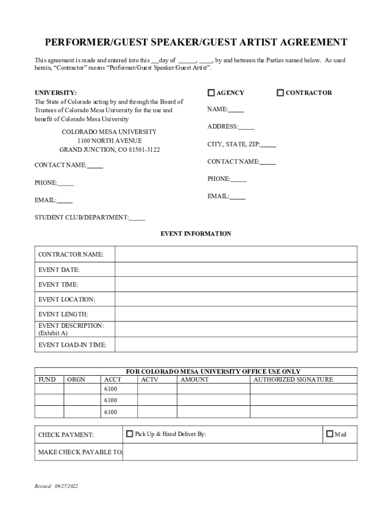 Fillable Online Guest Artist Agreement - Actors' Equity Association Fax ...