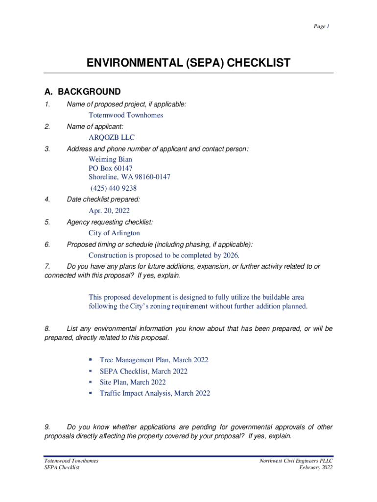 Fillable Online SEPA CHECKLIST SVMC 21.20 Fax Email Print - pdfFiller