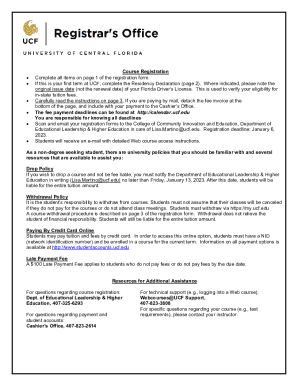 Fillable Online registrar ucf the University of Central Florida Fax ...