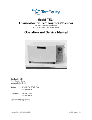 Fillable Online TestEquity TEC1 Thermoelectric Temperature Chamber ...