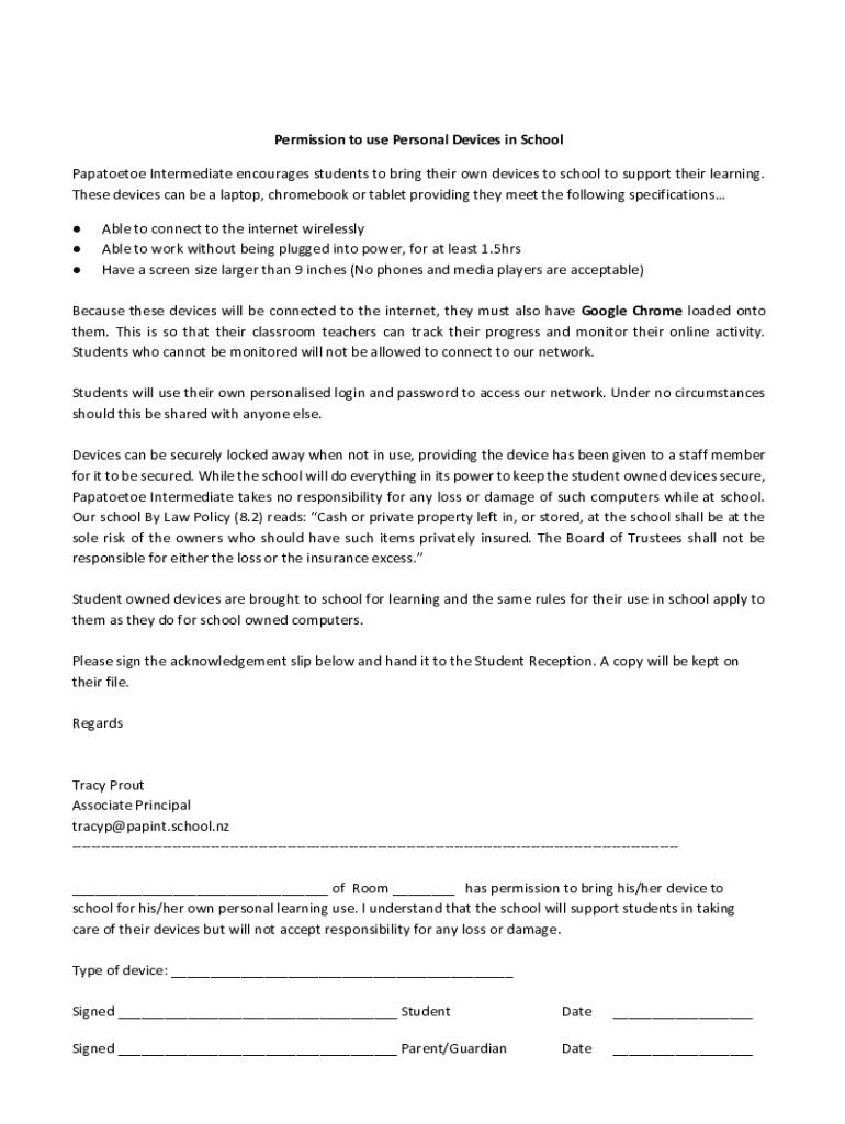 Fillable Online Implementing Bring Your Own Device (BYOD) in your classroom Fax Email Print ...