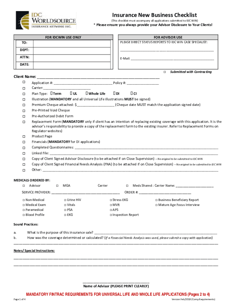 Fillable Online The Ultimate Statement of Advice Checklist - Nod Fax ...