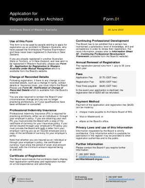 Fillable Online architectsboard org Application for Registration as an ...