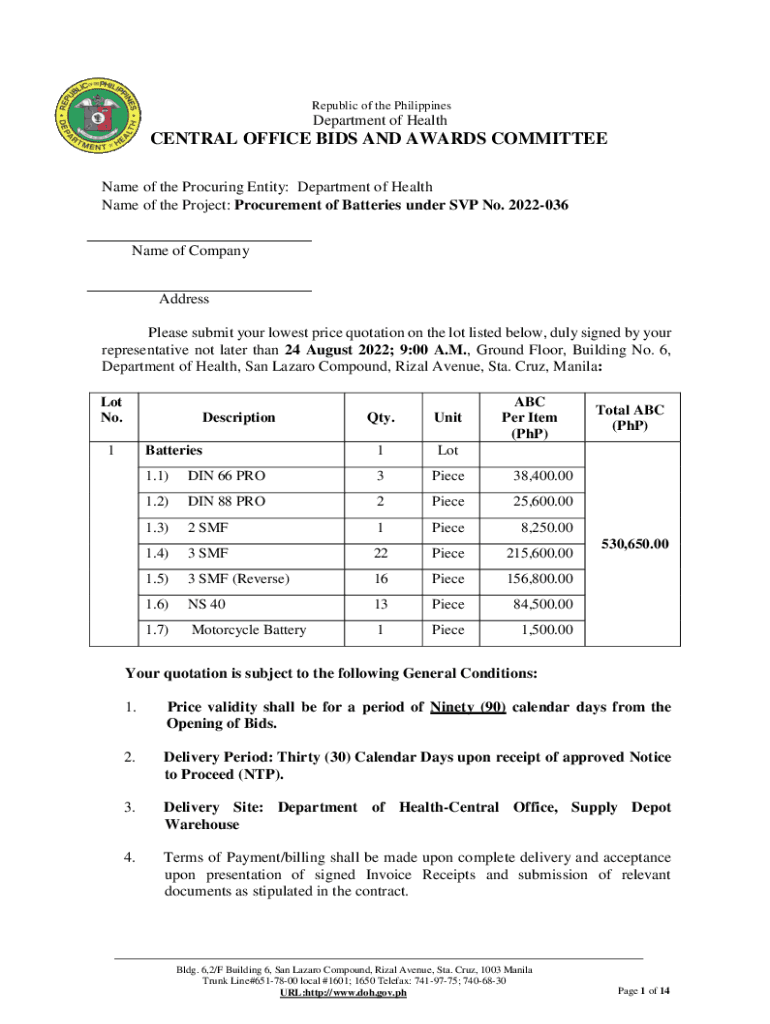 Fillable Online doh gov DEPARTMENT OF HEALTH LIST OF PPA'S CY 2022 - DOH Fax Email Print - pdfFiller