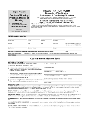 Fillable Online REGISTRATION FORM - UW School of Nursing Fax Email Print - pdfFiller