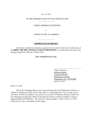 Fillable Online CERTIFICATE OF SERVICE I, Nicole Berner, hereby certify ...