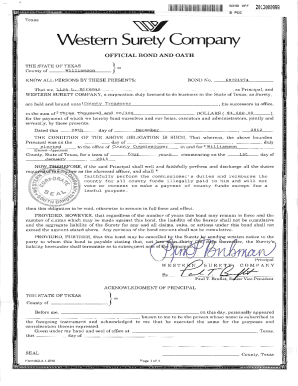 Fillable Online Western Surety Company - Williamson County, Texas Fax ...