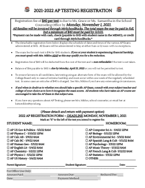 Fillable Online 2022 AP TESTING REGISTRATION FORM Fax Email Print ...