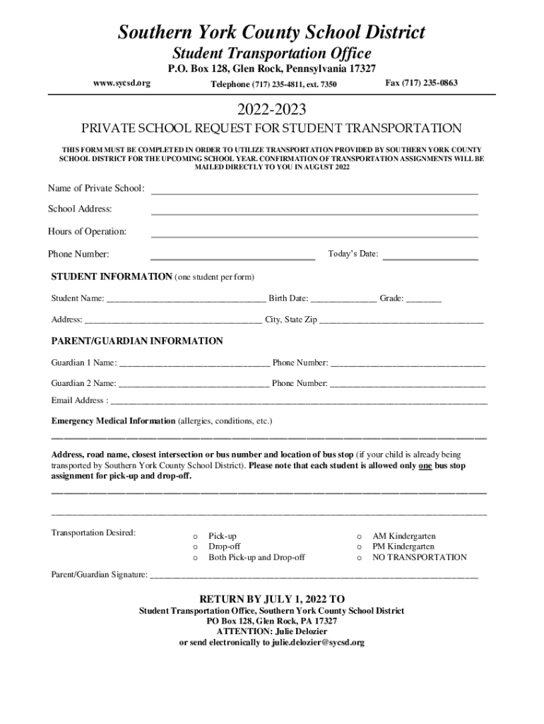 Fillable Online SHS Activity Bus Sign Up - Southern York County School ...