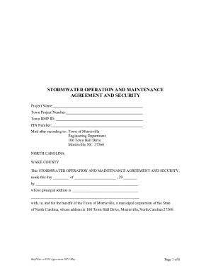 Fillable Online stormwater operation and maintenance agreement and ...