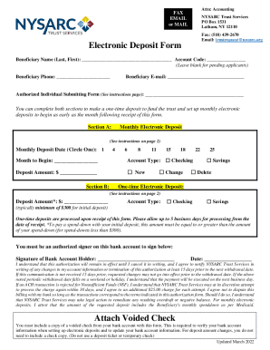Fillable Online Attach Voided Check Electronic Deposit Form Fax Email ...