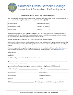Fillable Online Performing Arts Audition Permission Slip.docx Fax Email Print - pdfFiller