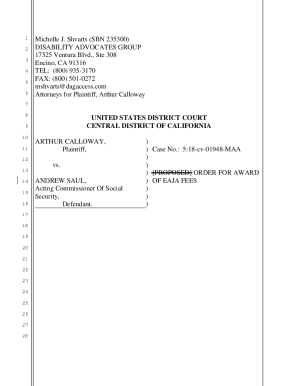 Fillable Online Stipulation for Award of EAJA Fees 18 . See order for ...
