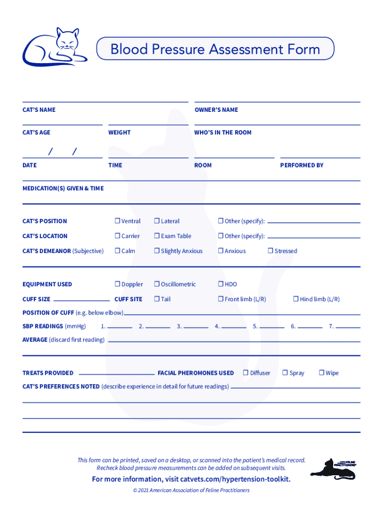Fillable Online Blood Pressure Assessment Form Fax Email Print - pdfFiller