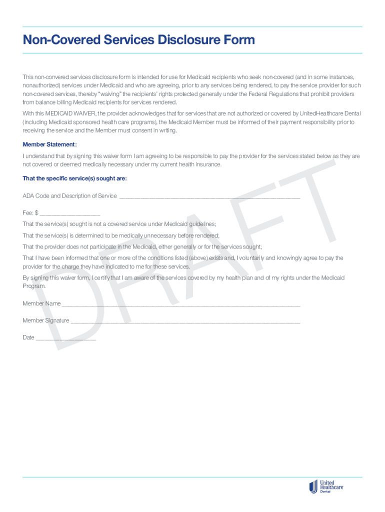 Fillable Online Non-Covered Services Disclosure Form Fax Email Print ...