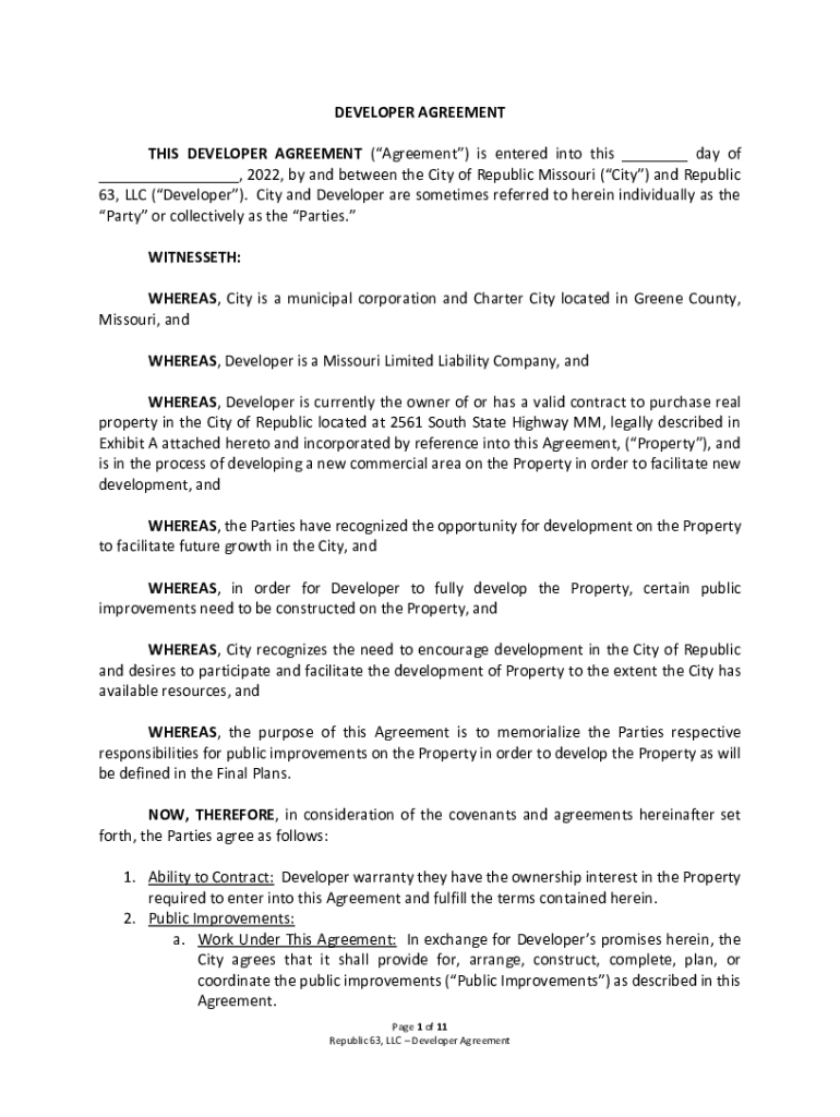 Fillable Online developer agreement Fax Email Print - pdfFiller
