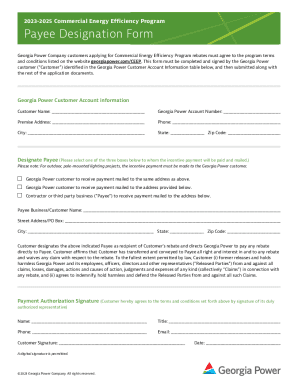 Fillable Online Payee Designation Form - Georgia Power Fax Email Print ...