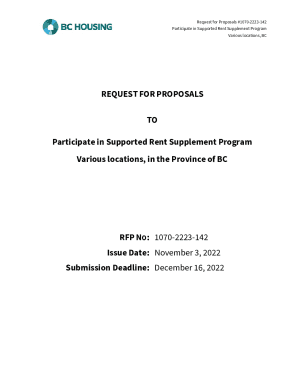 Fillable Online Supported Rent Supplement Program - Sample Agreement ...