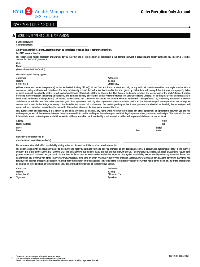 Fillable Online Investment Club Agreement - TD Bank Fax Email Print ...