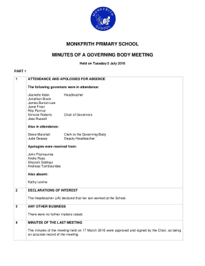 Fillable Online monkfrithschool co GOVERNING BODY FOR MONKFRITH PRIMARY ...