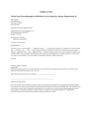 Fillable Online SAMPLE LETTERCritical Care Echocardiography ...
